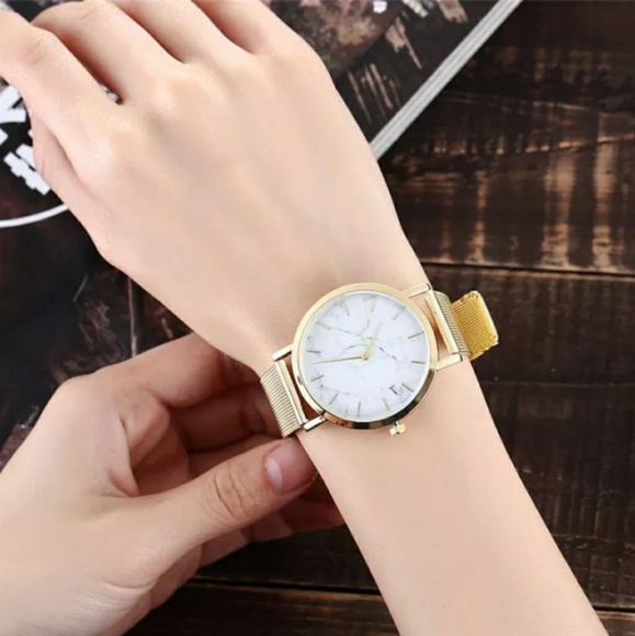 Accessories | Gold Marble Face Watch | Poshmark